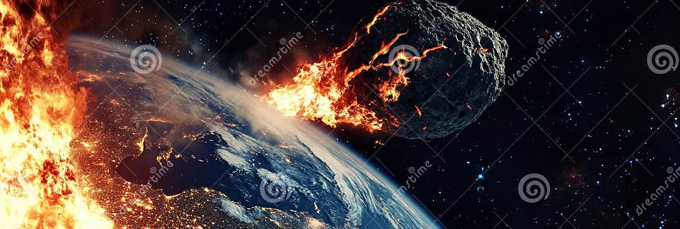 Photograph of a Comet Fireball Striking Earth Stock Photo - Image of ...