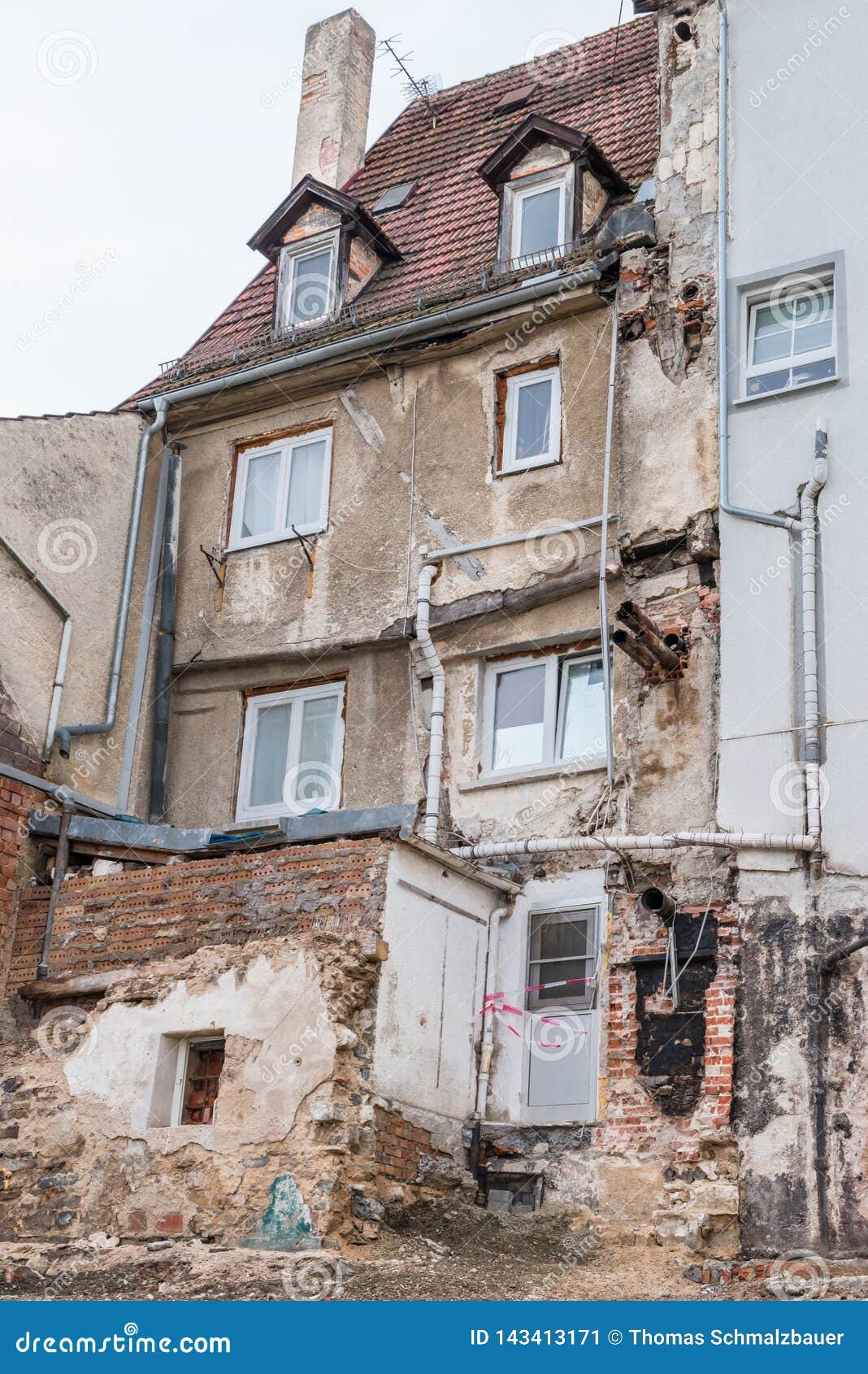 Photograph of a Demolition House in Danger of Collapsing, Germany Stock ...