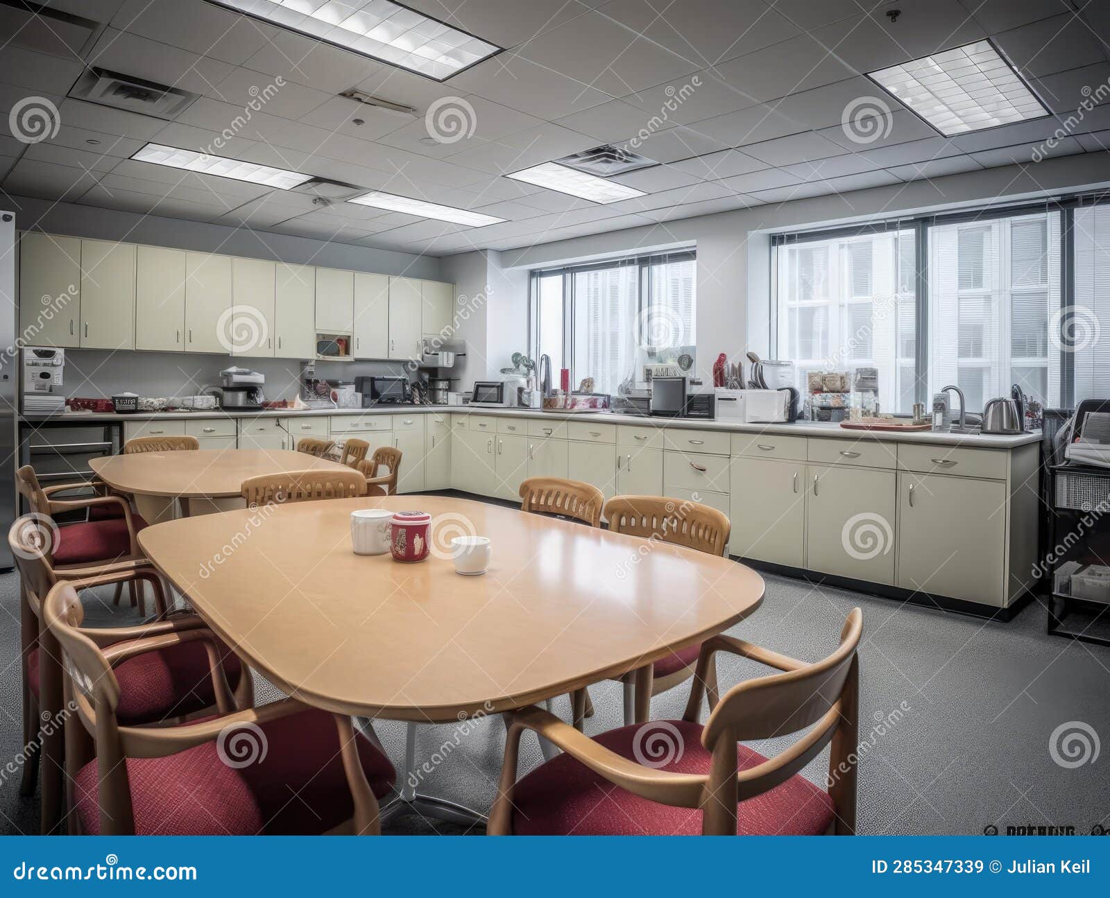 Wideangle Shot Empty Office Break Room Stock Illustration ...