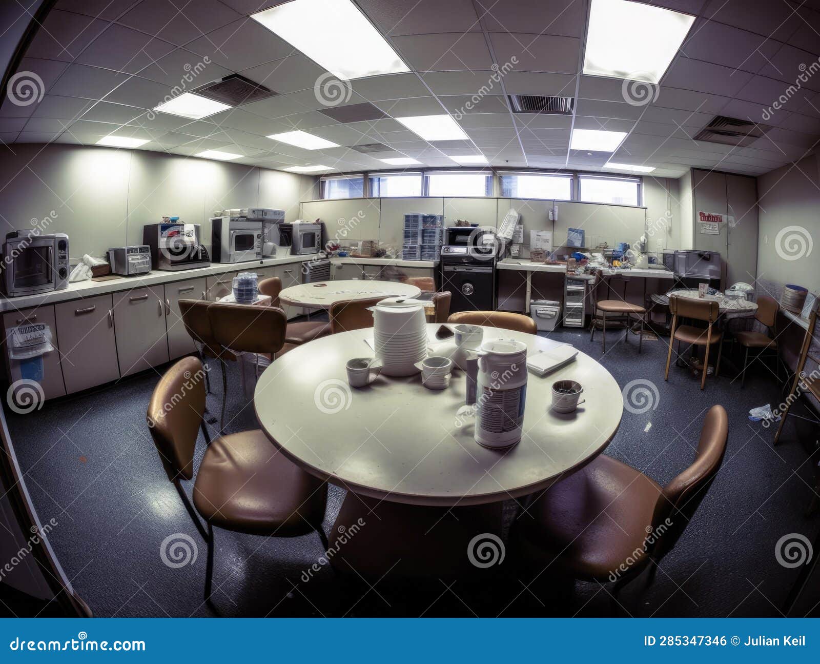 Wideangle Shot Empty Office Break Room Stock Illustration ...