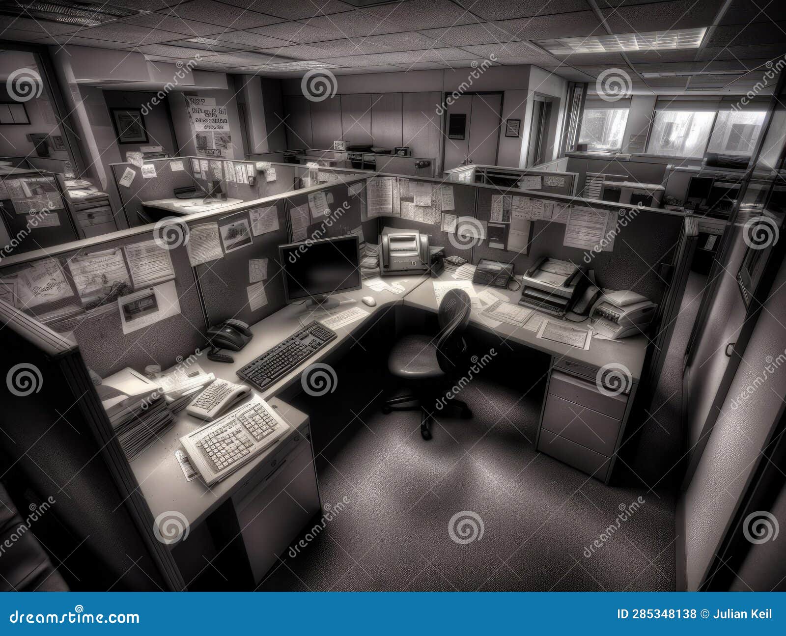 Empty Office Cubicle High Perspective Shot Stock Illustration ... Empty Office Cubicle High Perspective Shot Stock Illustration ...