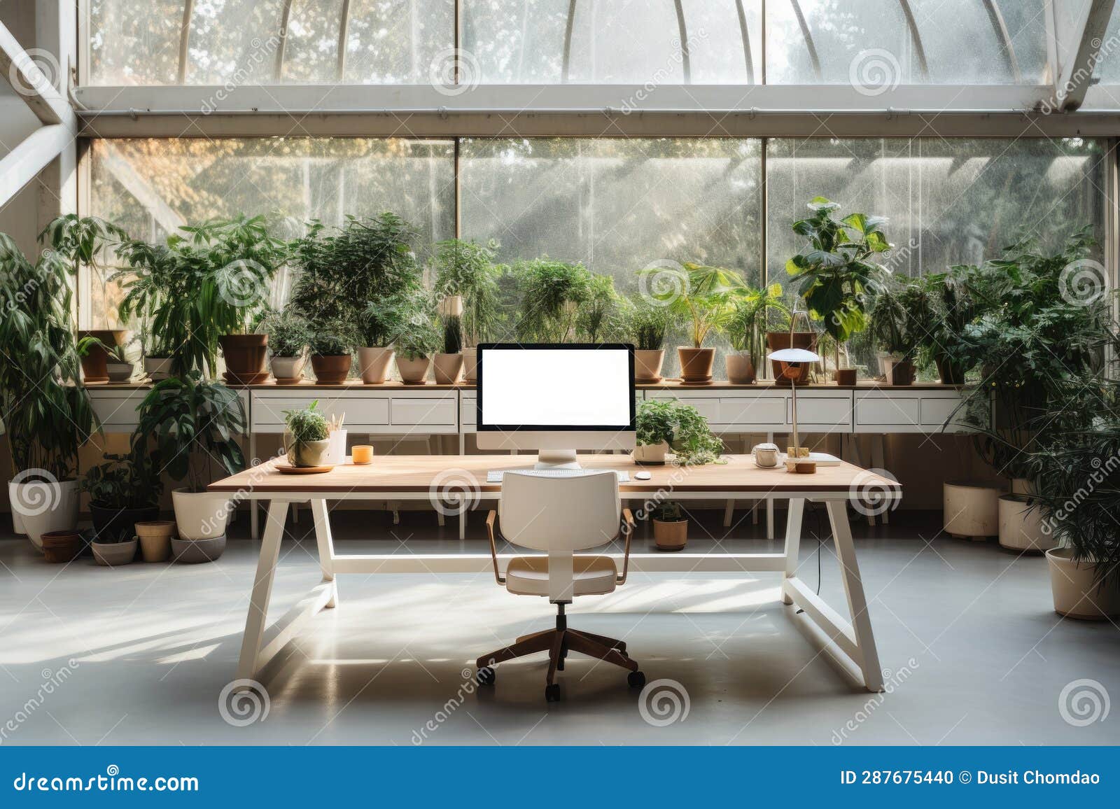 Photograph of an Empty Workspace for a Modern Startup. Generative AI ...