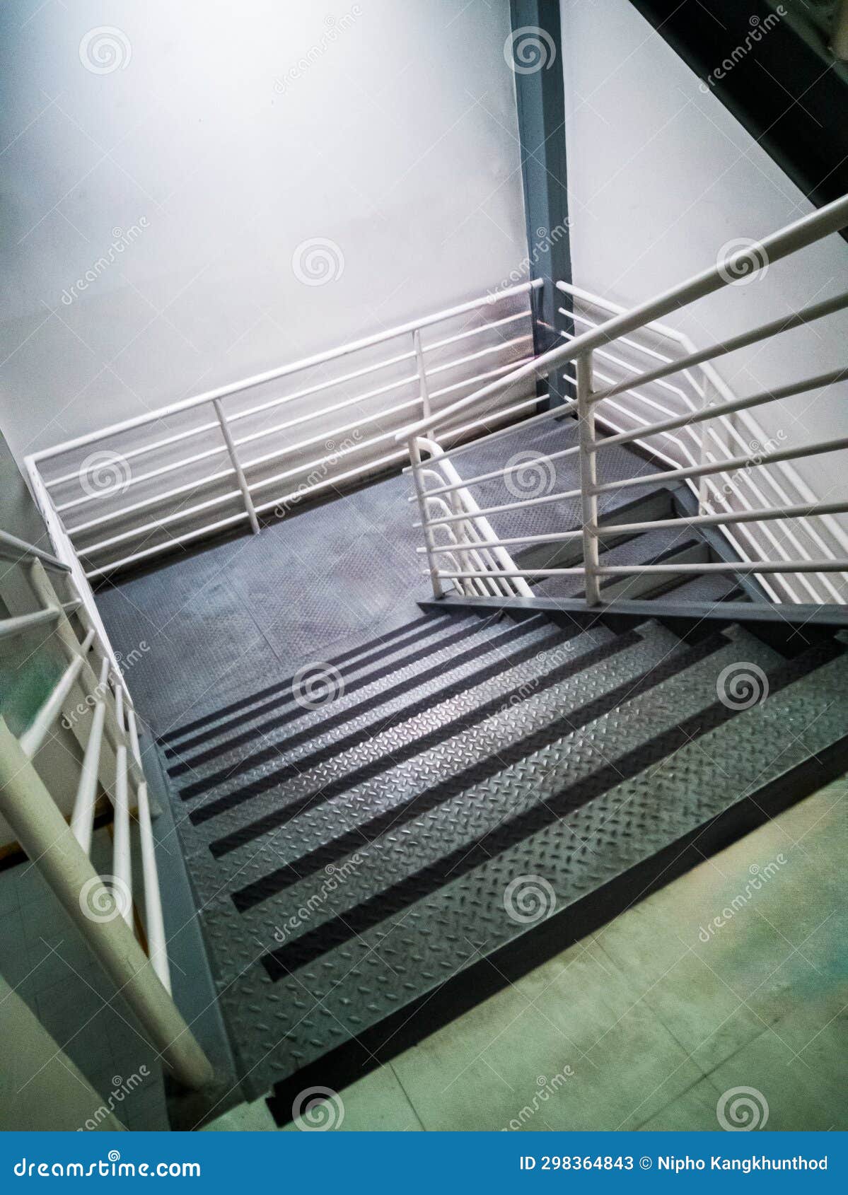 Photograph of a Fire Escape Staircase, Inside a Building, of a Tall ...
