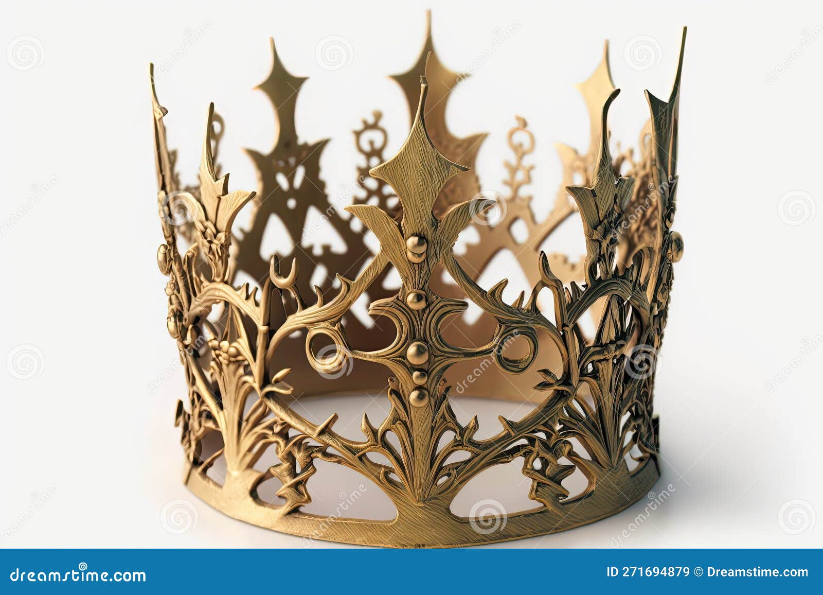 Photograph of a Golden Crown, Top View, on a White Background Stock ...
