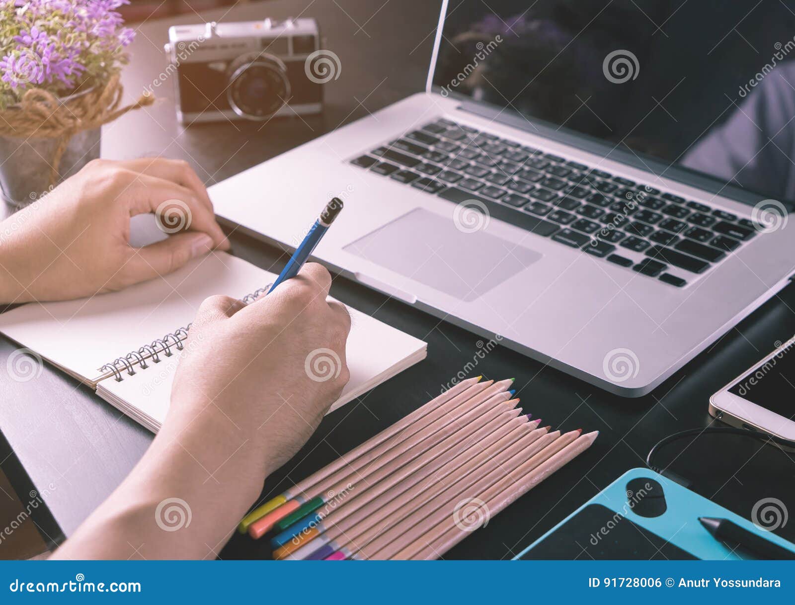 Photograph and Graphic Designer Working Desk Stock Photo - Image of ...