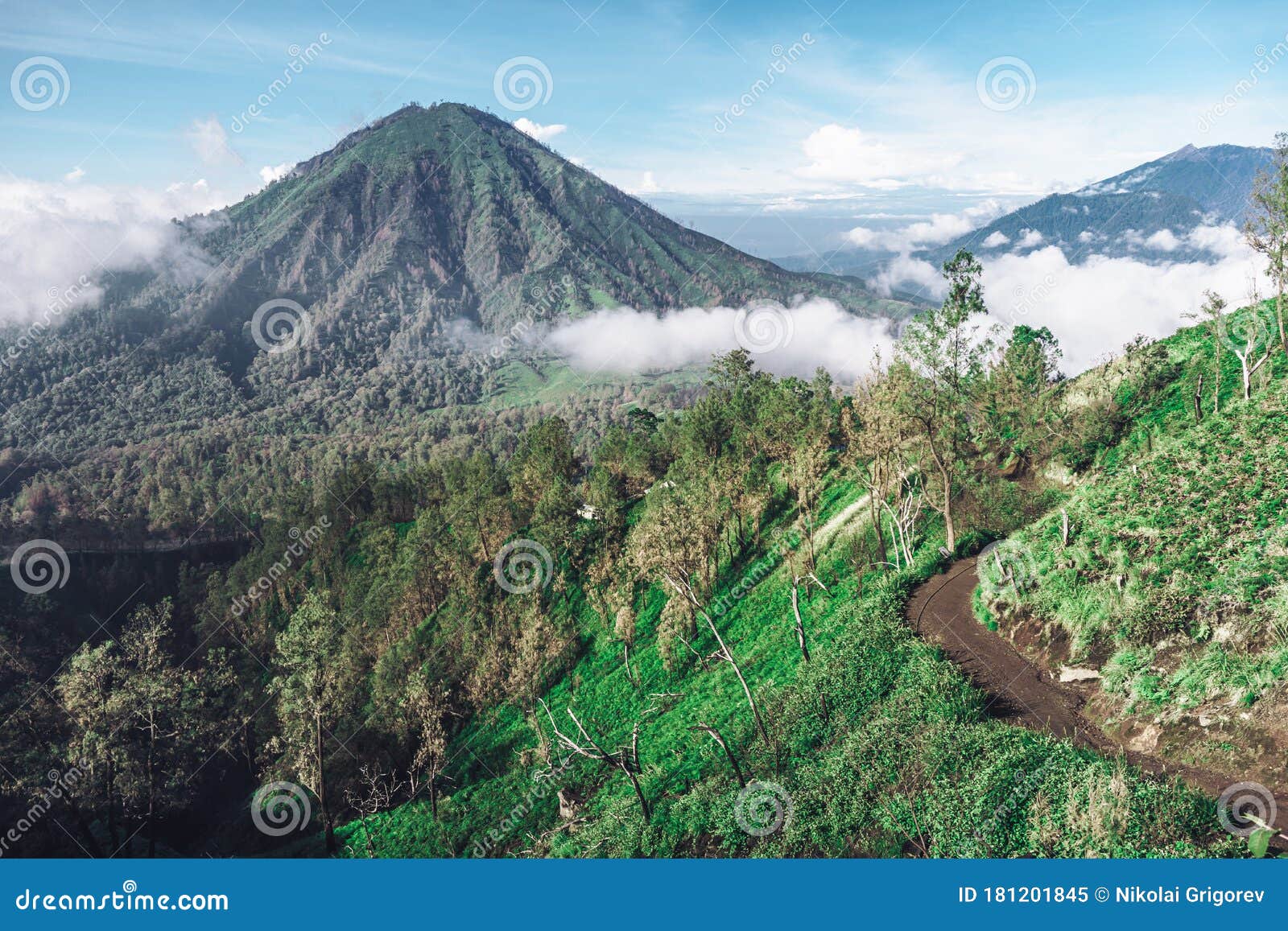 Photograph of High Volcano with Clouds on Java Island Stock Image ...