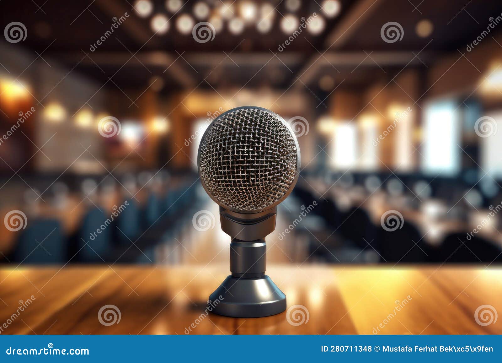 A Photograph with the Microphone in Focus Above the Lecture Hall ...