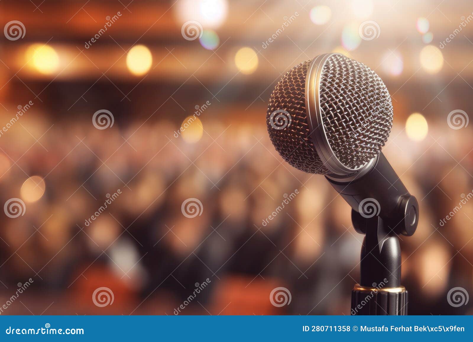A Photograph with the Microphone in Focus Above the Lecture Hall ...