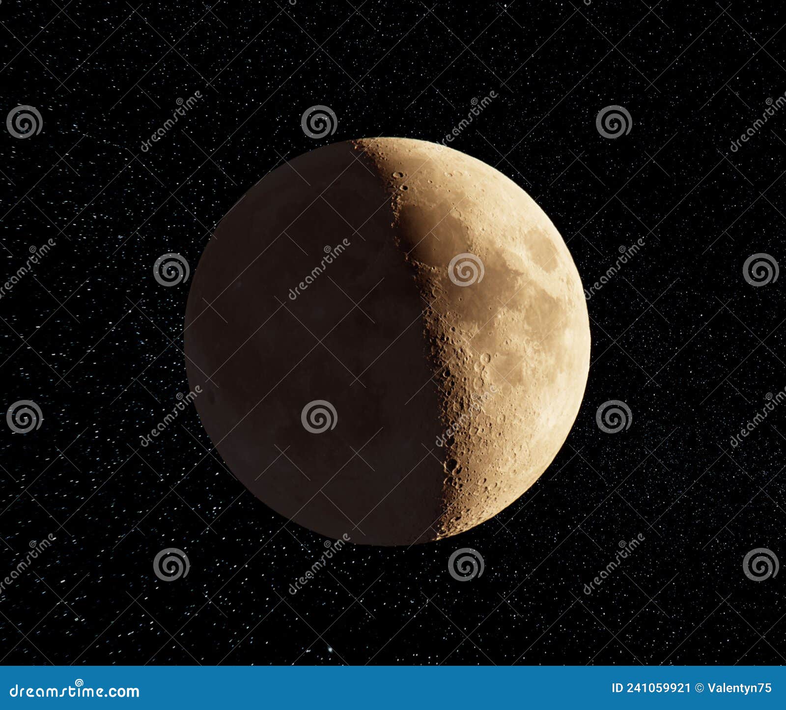 Photograph of Moon in the First Quarter Lunar Phase Stock Image - Image ...