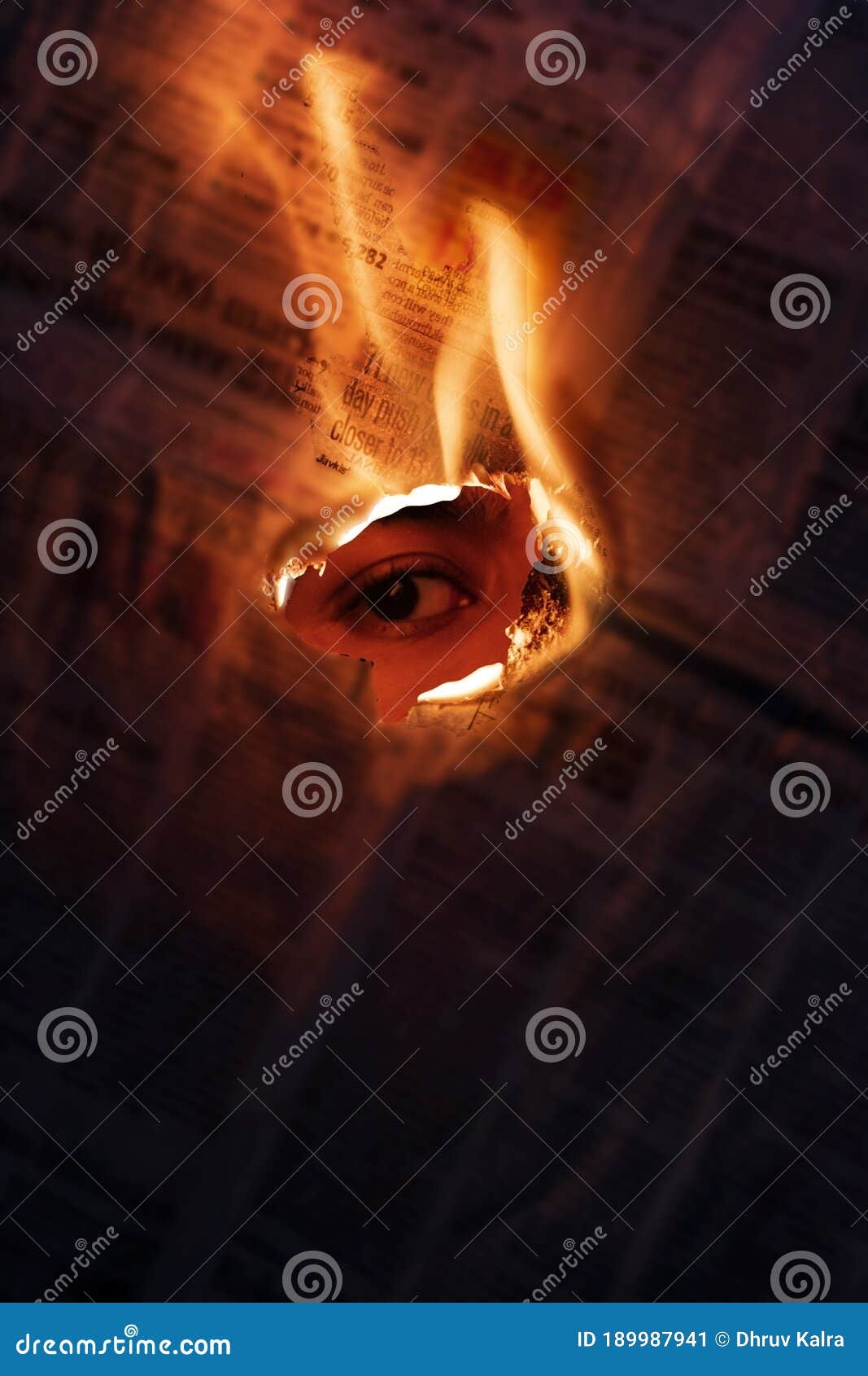 Burning eye stock image. Image of portrait, news, newspaper - 189987941