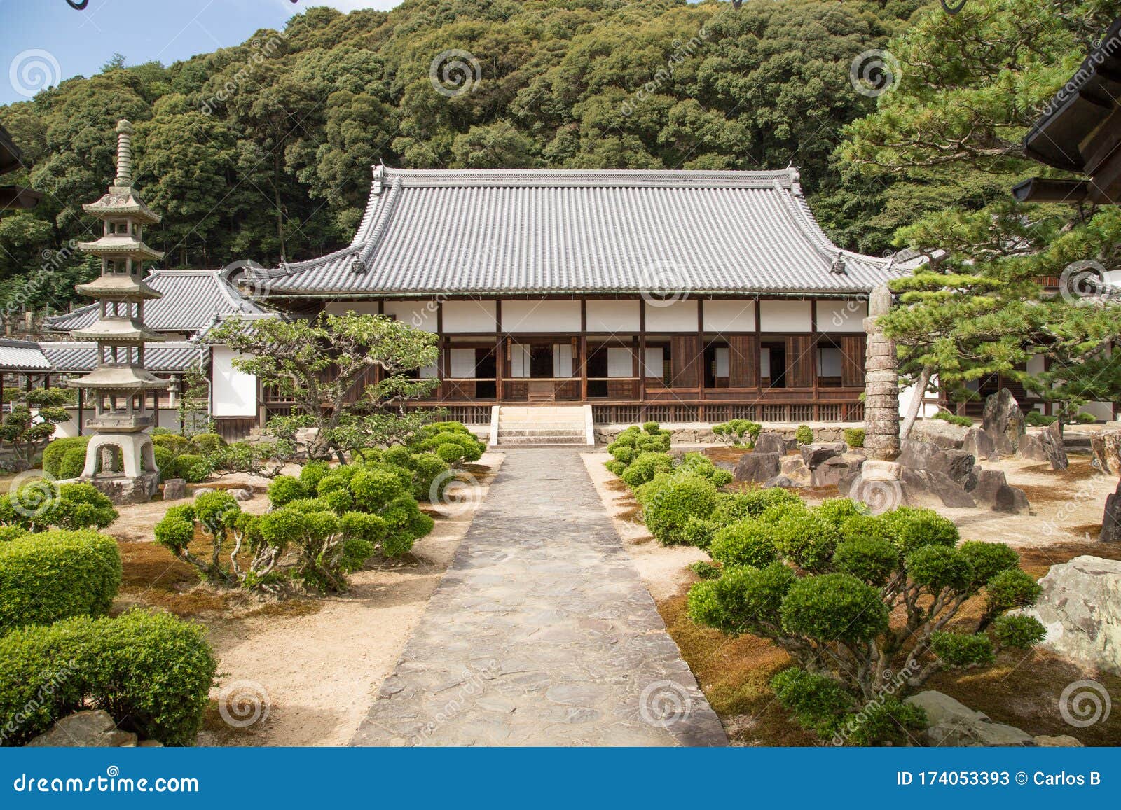 Photograph of a Path Leading To a Japanese Temple Stock Image - Image ...