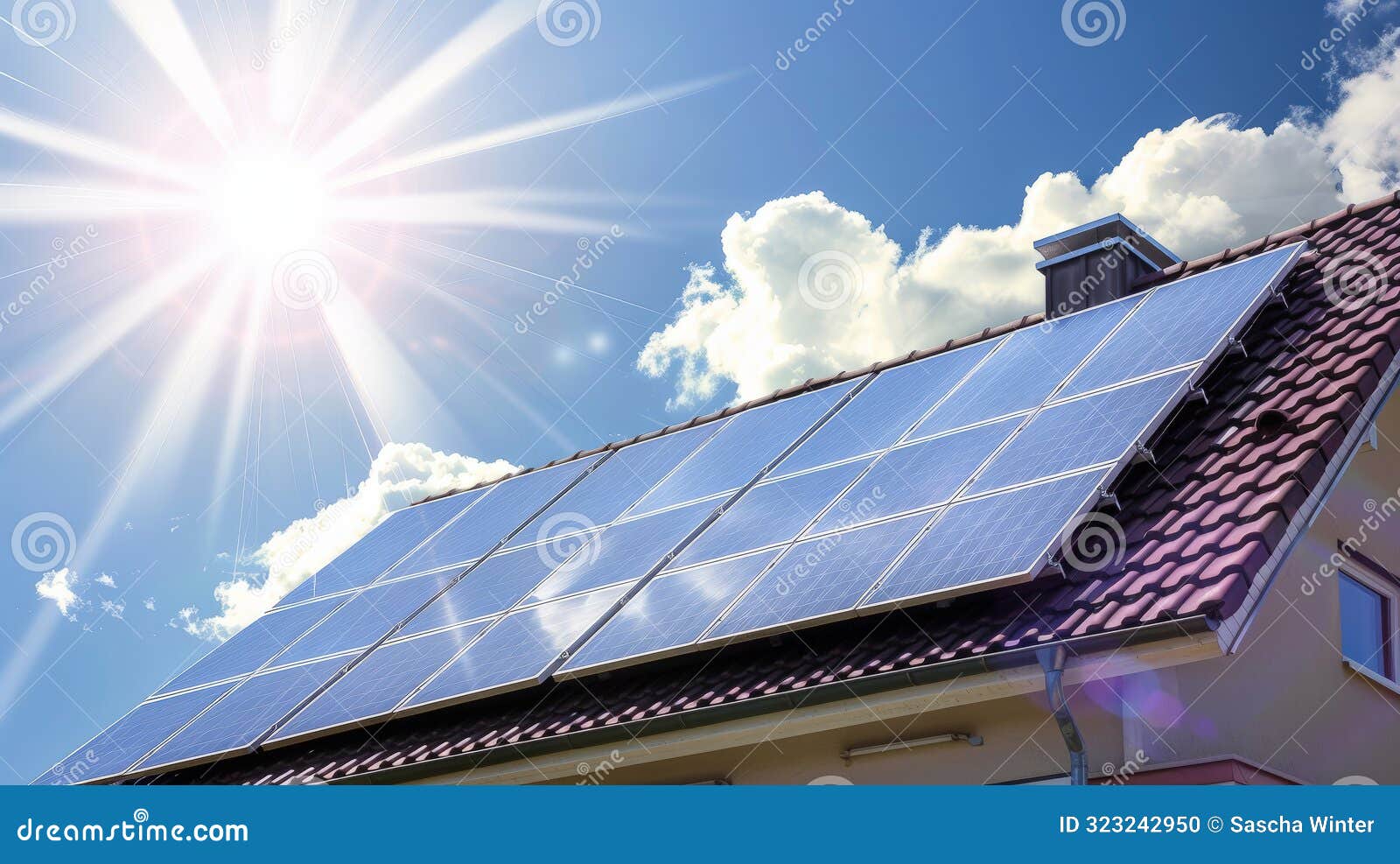 Harnessing Solar Energy: Rooftop Panels Stock Photo - Image of ...