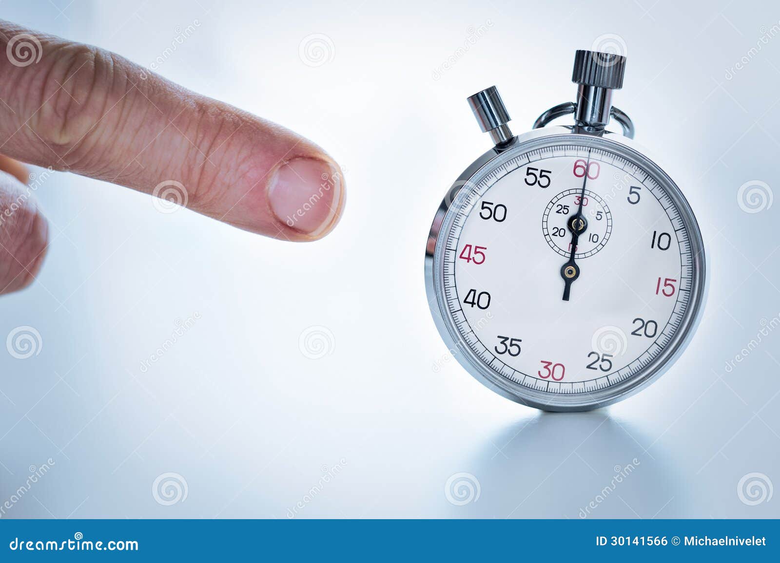 Finger Pointing a Stopwatch Stock Photo - Image of needle ...