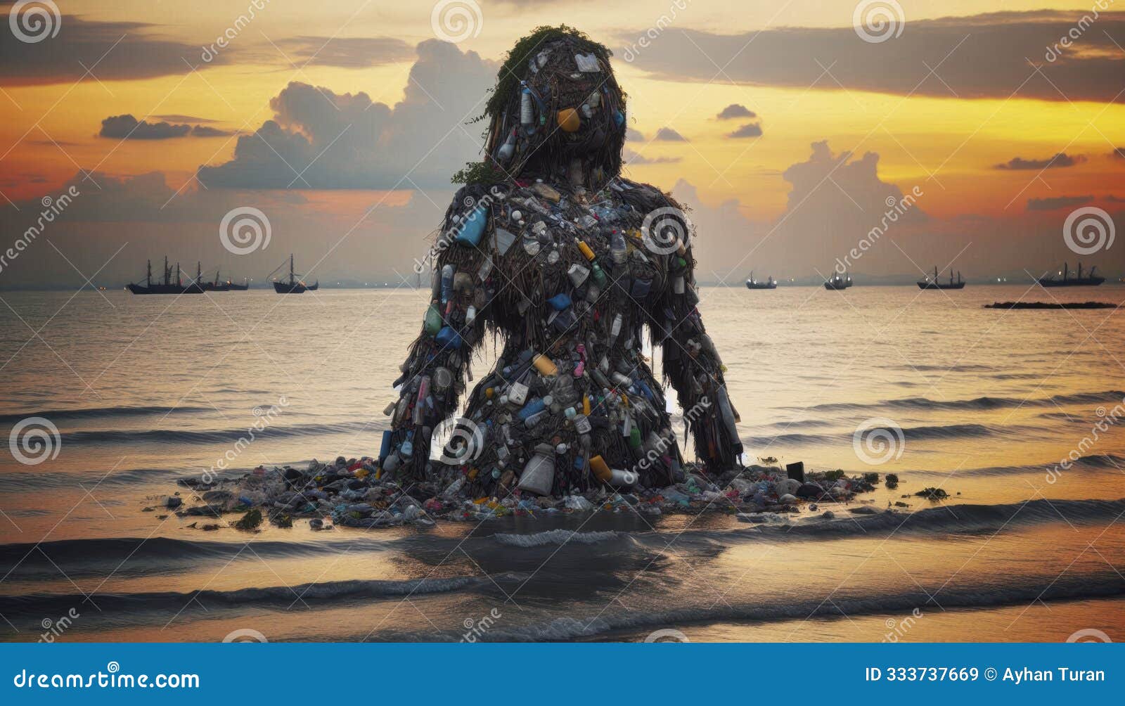 Photograph of a Single Big Garbage Shaped Like a Human. Stock Image ...