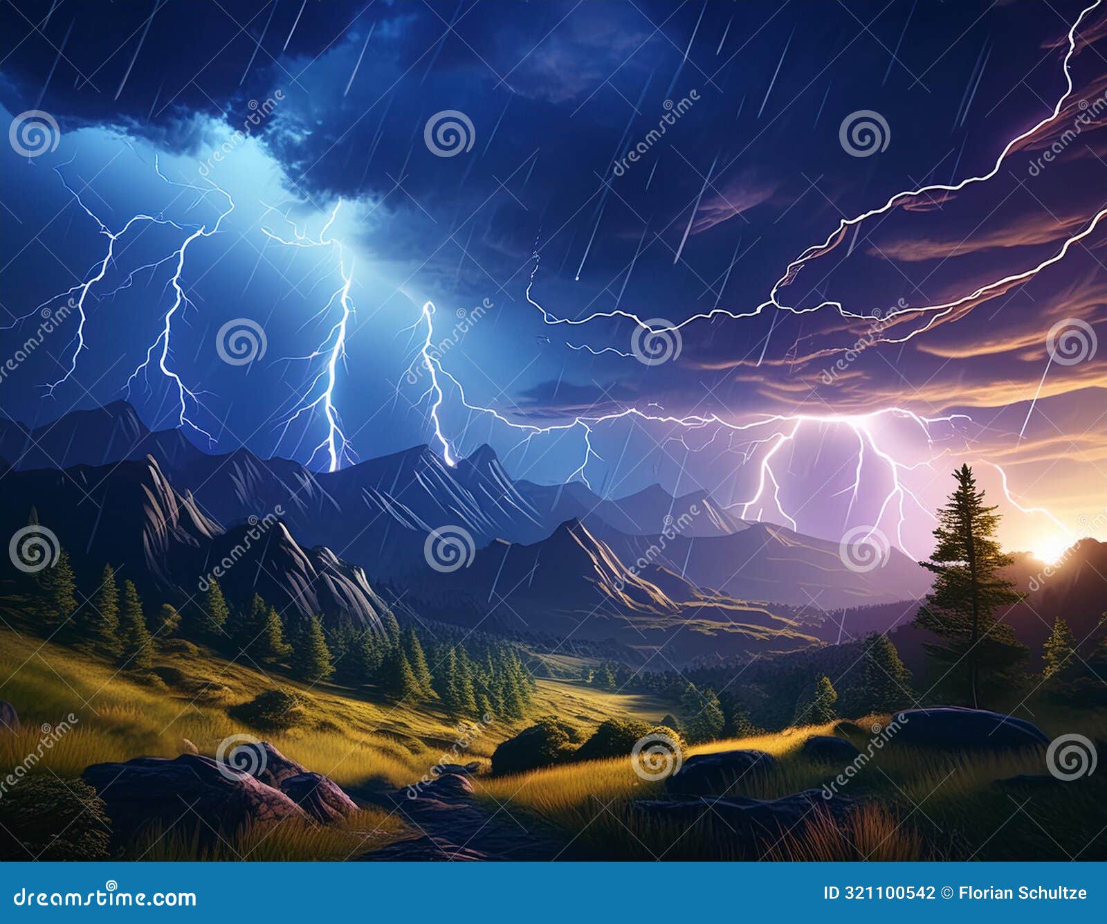 A Photograph Of Thunderstorms And Lightning At Night Royalty-Free Stock ...