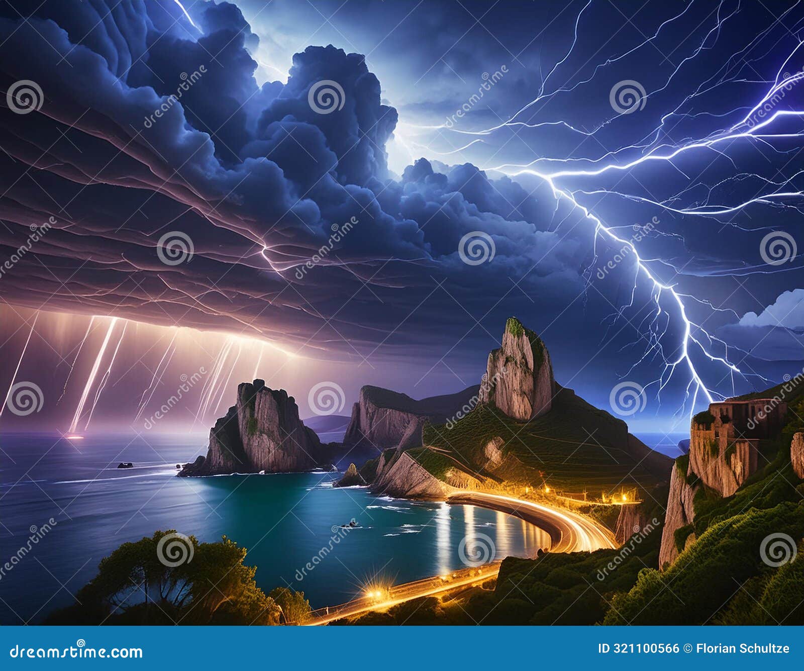 A Photograph Of Thunderstorms And Lightning At Night Royalty-Free Stock ...