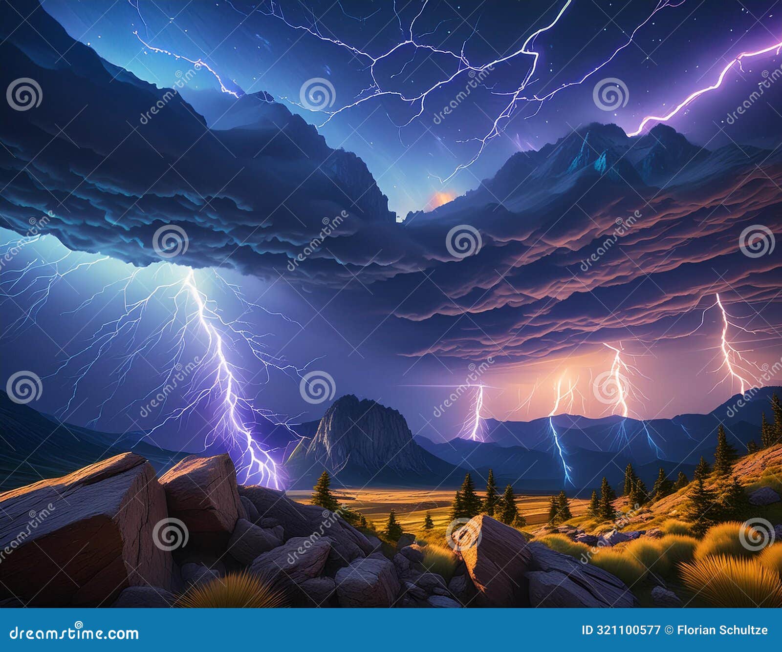 A Photograph Of Thunderstorms And Lightning At Night Royalty-Free Stock ...