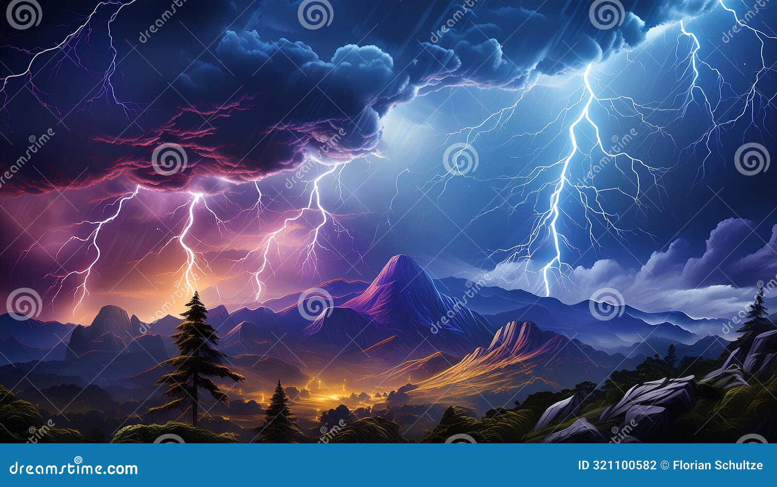 A Photograph Of Thunderstorms And Lightning At Night Royalty-Free Stock ...