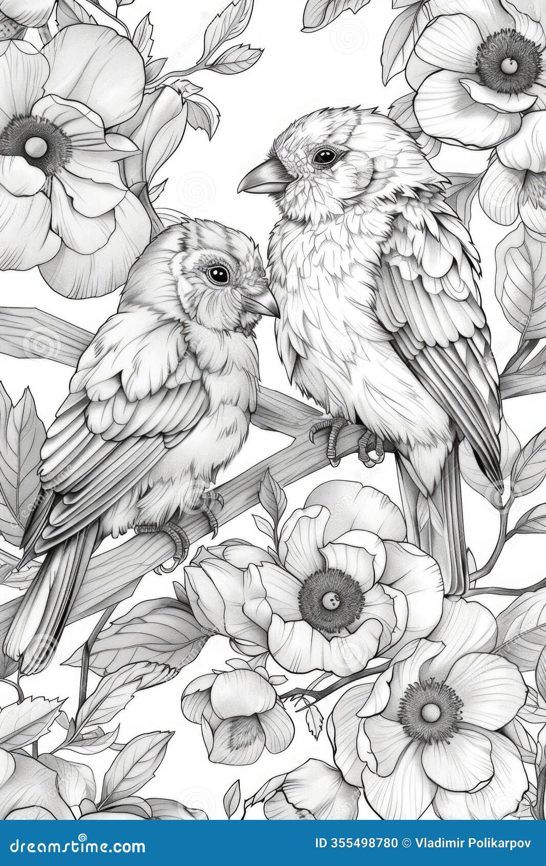 Photograph of Two Birds Resting on the Limb of a Tree Stock Photo ...