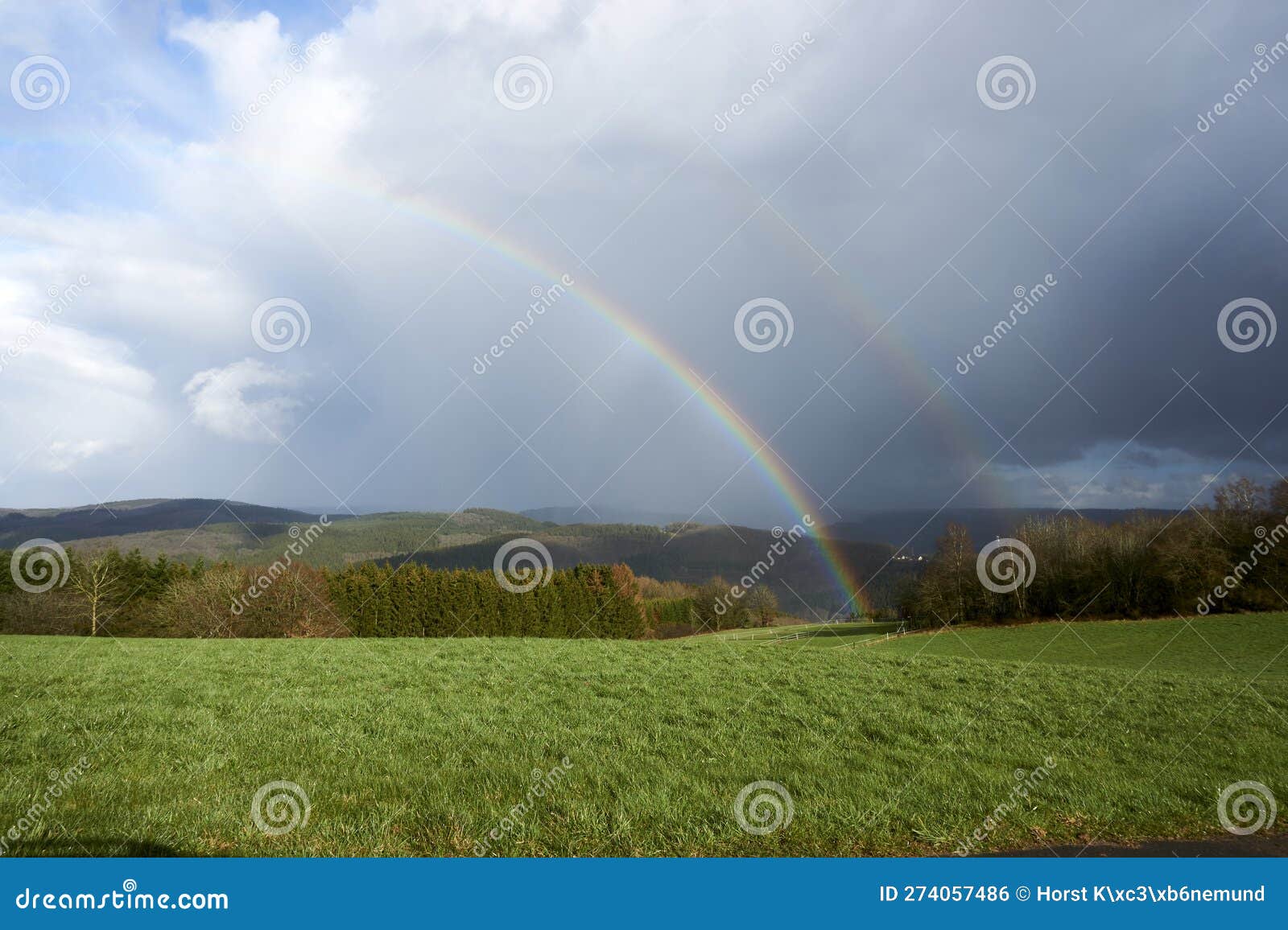 Photographed a Colorful Rainbow in Spring in April in Germany. Stock ...