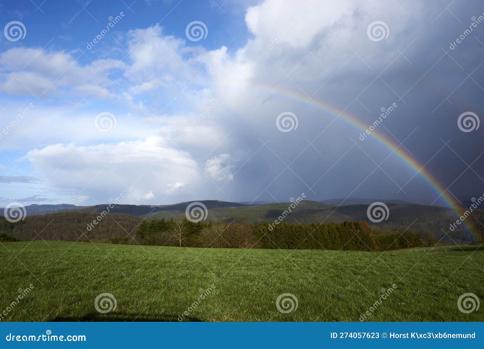Photographed a Colorful Rainbow in Spring in April in Germany. Stock ...