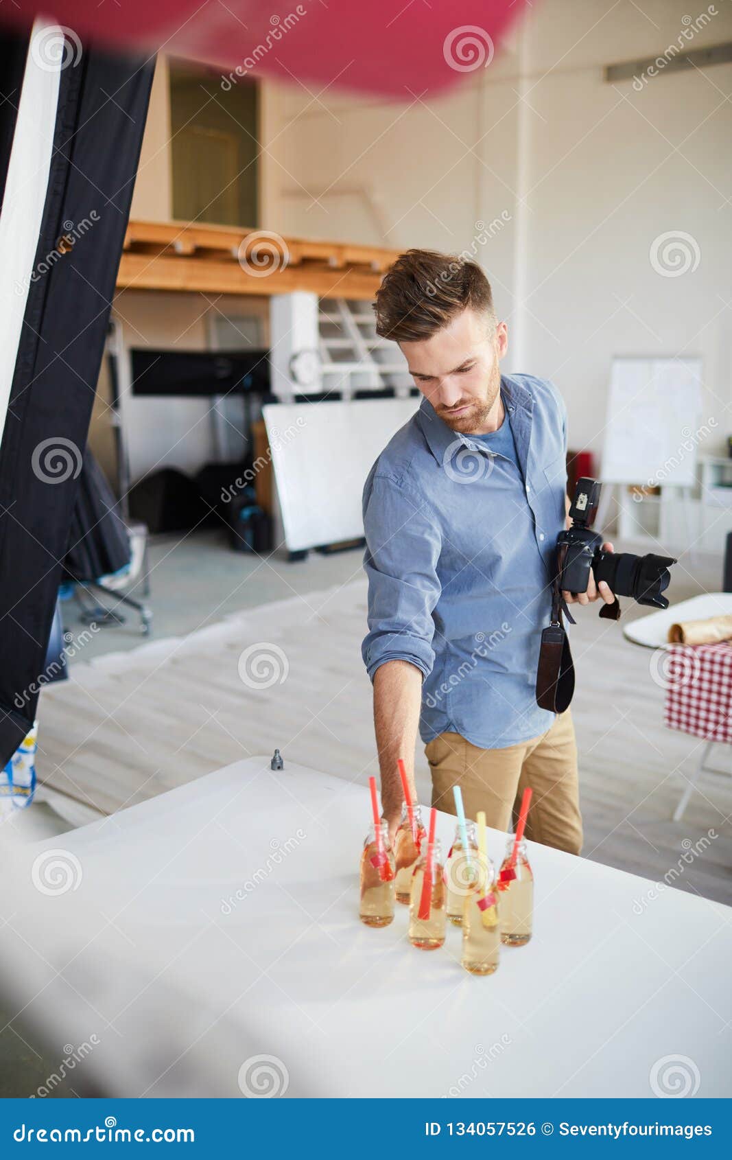 Photographer Arranging Objects Stock Photo - Image of object, life ...