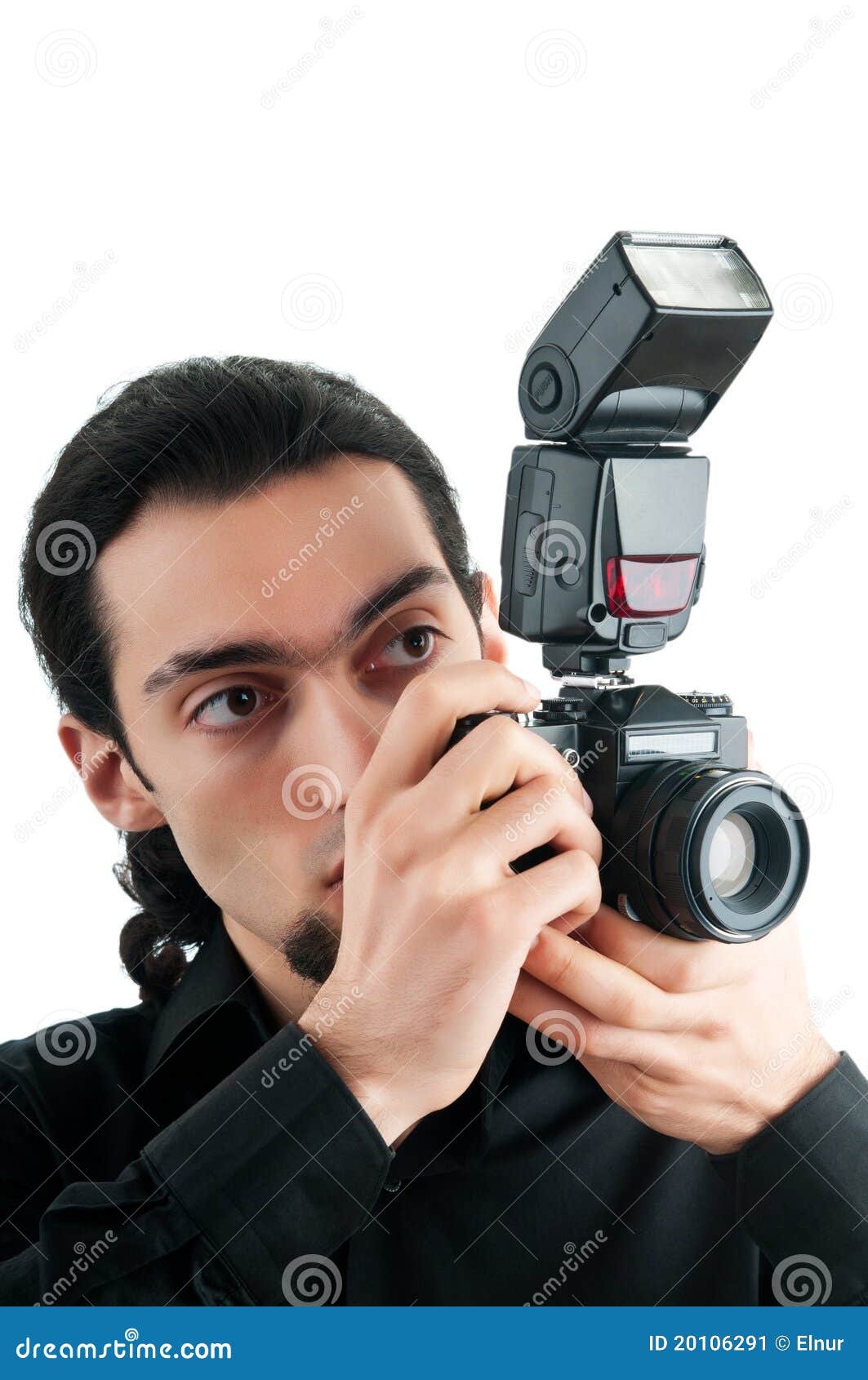 Photographer with the Camera Stock Image - Image of portrait, media ...