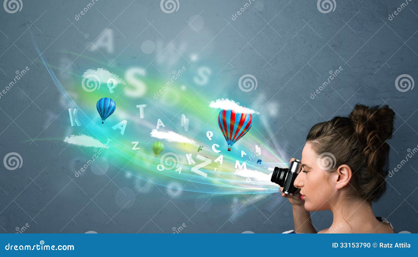 Photographer with Camera and Abstract Imaginary Stock Illustration ...