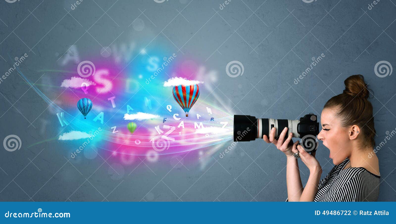 Photographer with Camera and Abstract Imaginary Stock Photo - Image of ...
