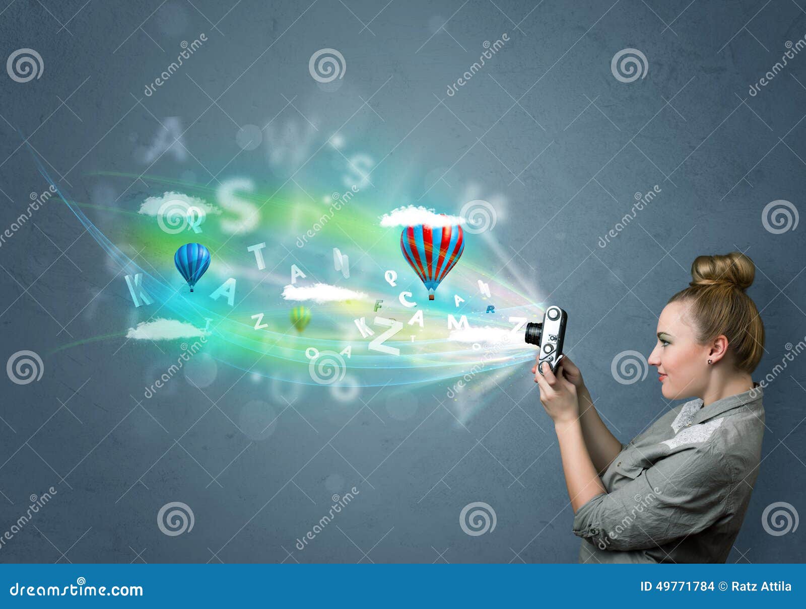 Photographer with Camera and Abstract Imaginary Stock Illustration ...
