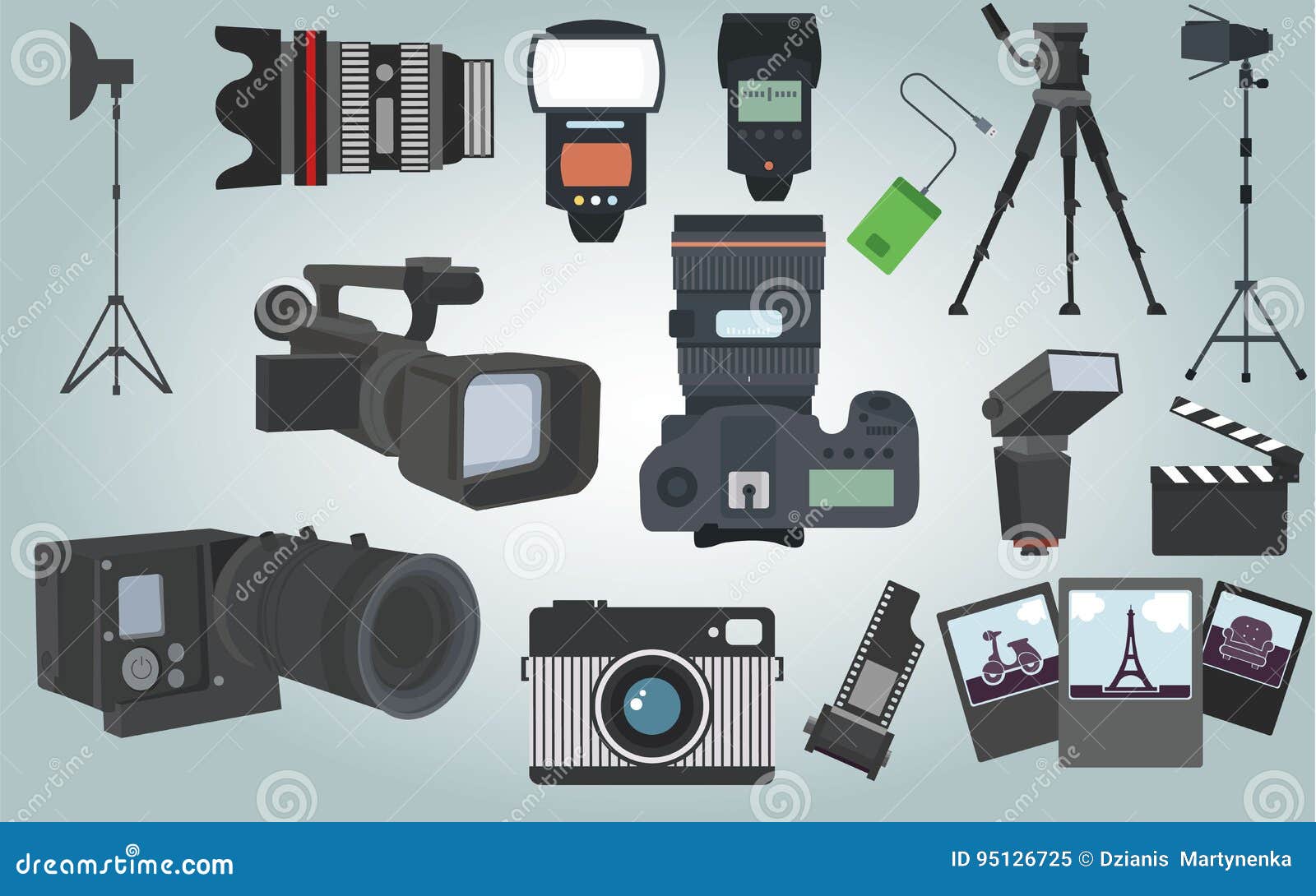 Photographer Camera Equipment Stock Vector - Illustration of digital ...