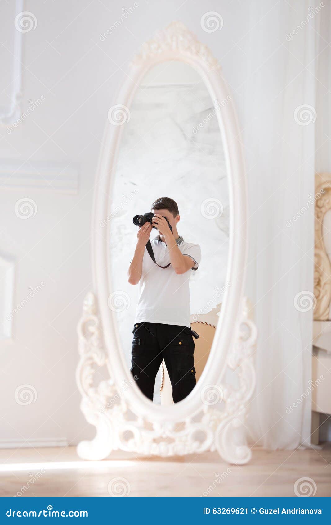 Photographer with the Camera in a Mirror Stock Image - Image of digital ...