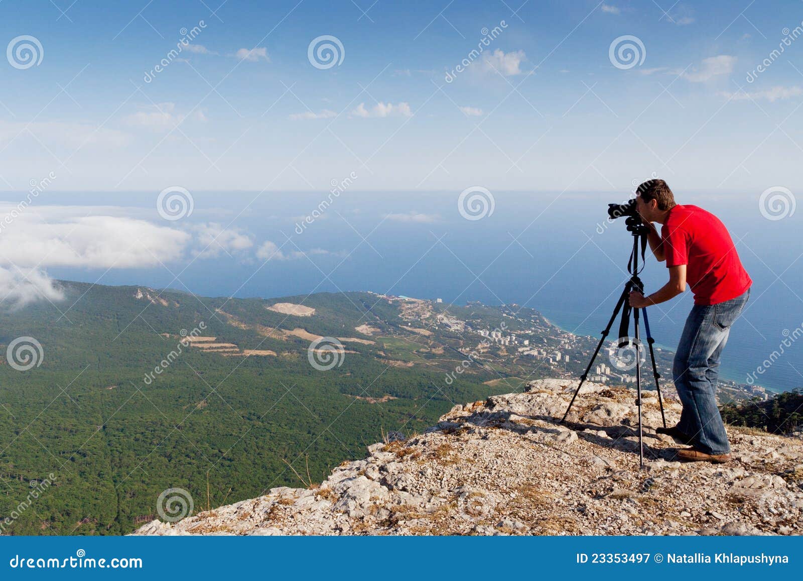 Photographer with Camera on Mountains Stock Image - Image of chap ...