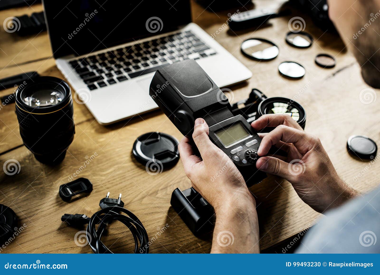 Photographer is Checking His Camera Stock Photo - Image of camera ...