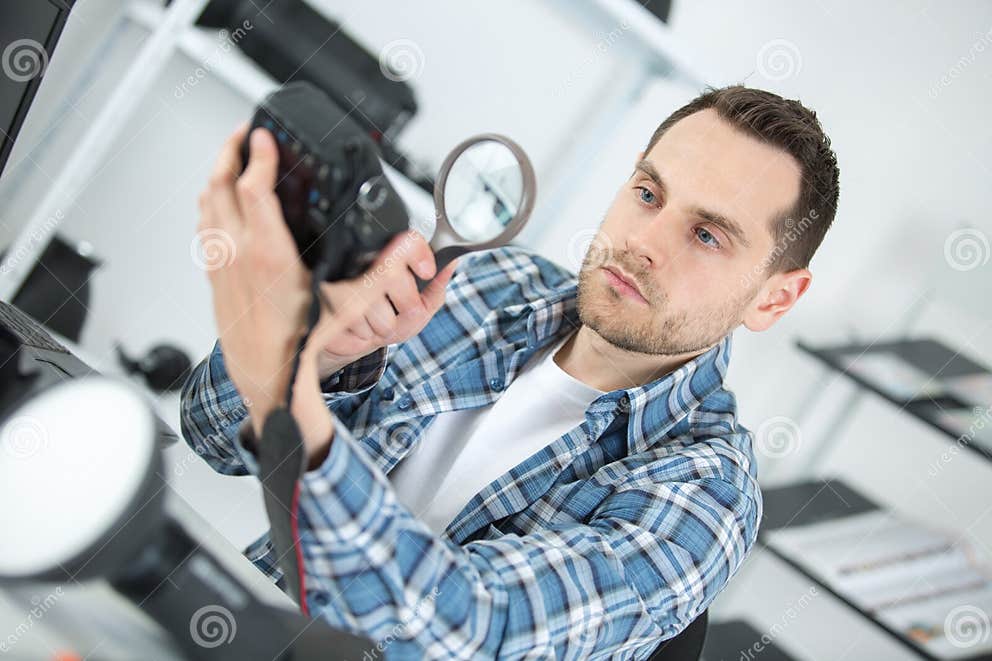 Photographer Checking Lens Problem Stock Image - Image of ring, focus ...