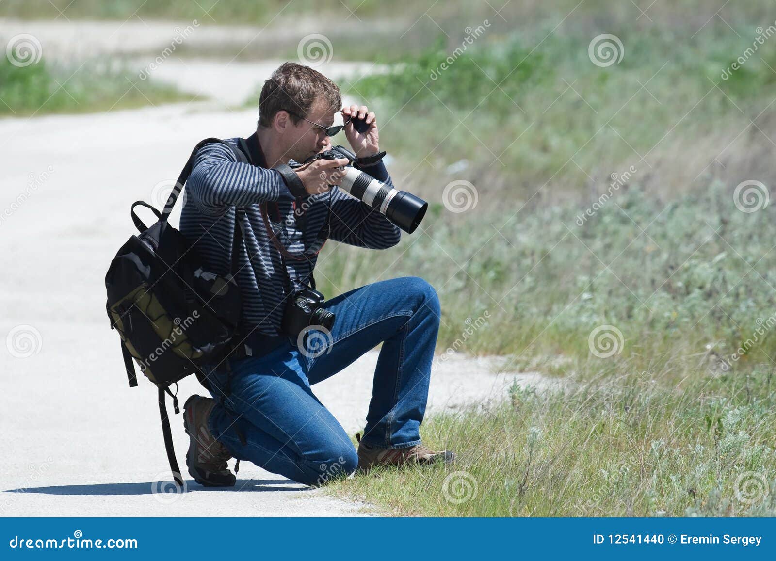 Photographer Chooses a Foreshortening Stock Photo - Image of camera ...