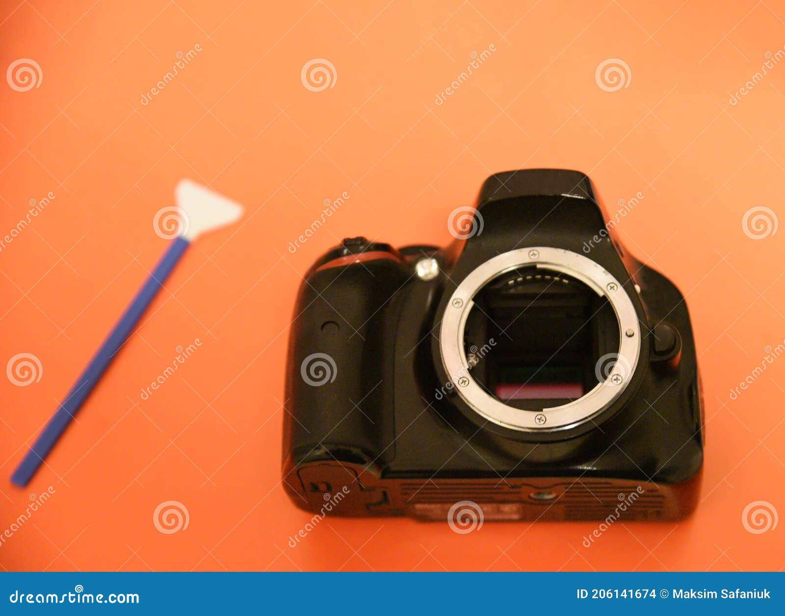 Photographer Cleaning Photocamera Light Sensor. Cleaning Matrix SLR ...