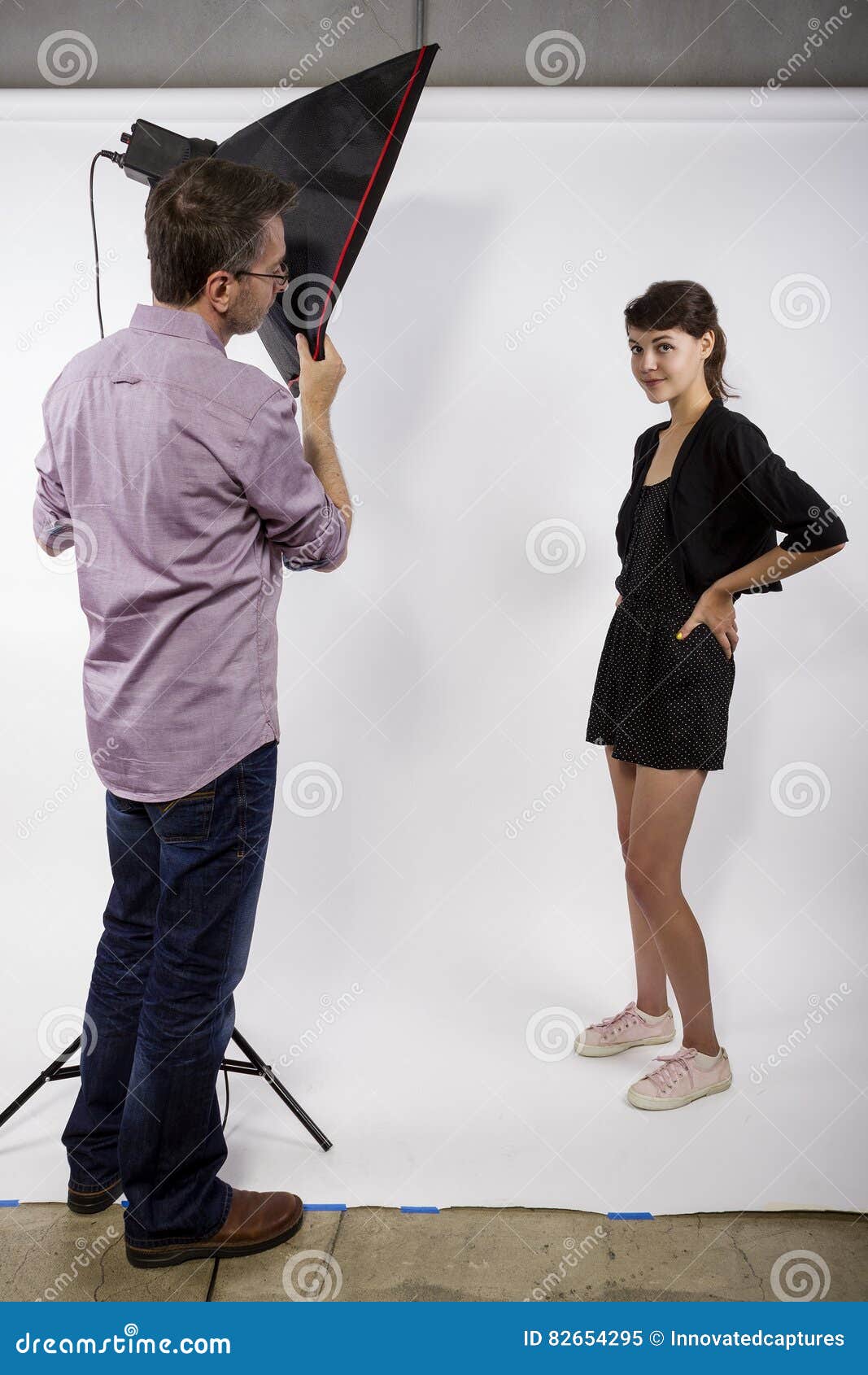 Photographer Demonstrating Studio Photography Stock Image - Image of ...