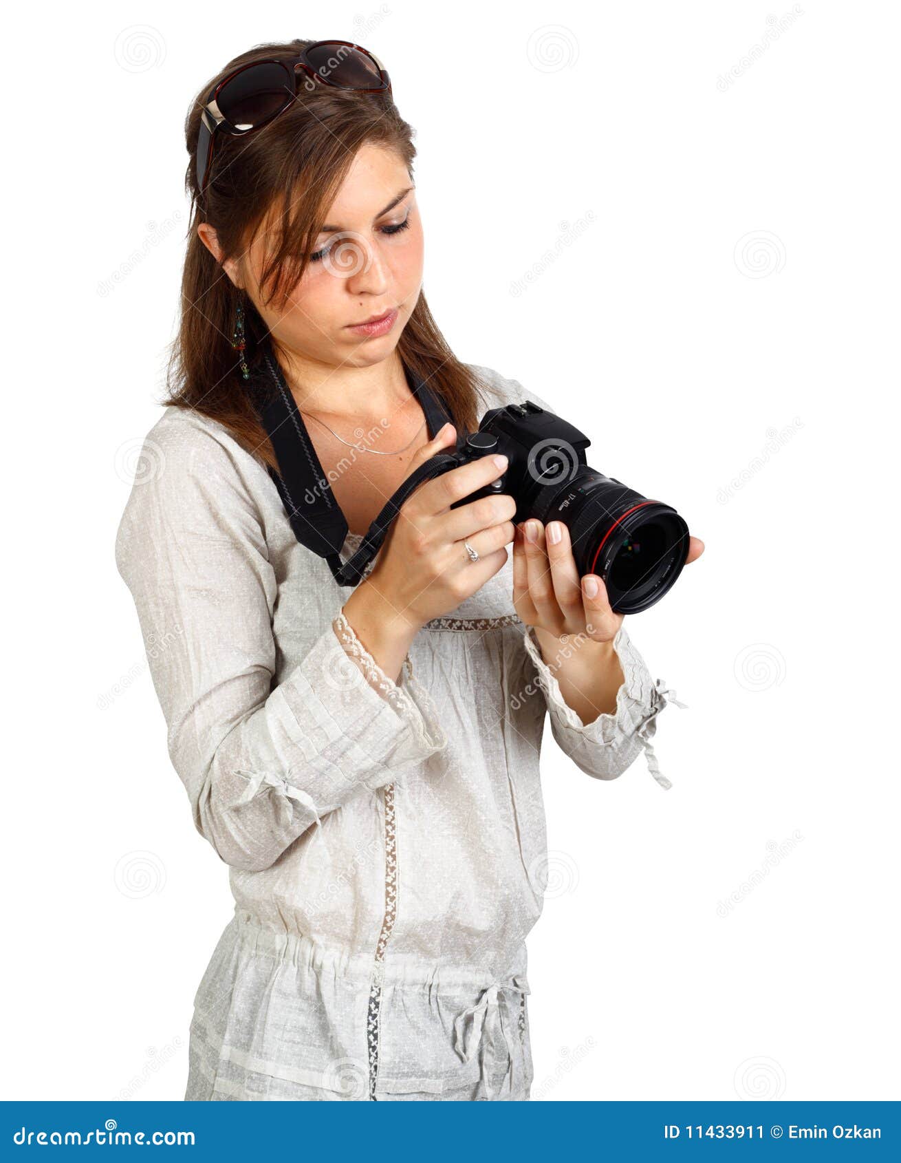 Photographer girl stock image. Image of holding, checking - 11433911