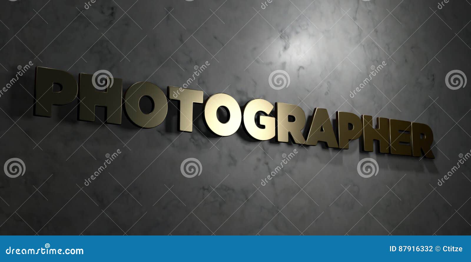 Photographer Gold Text On Black Background 3d Rendered Royalty Free