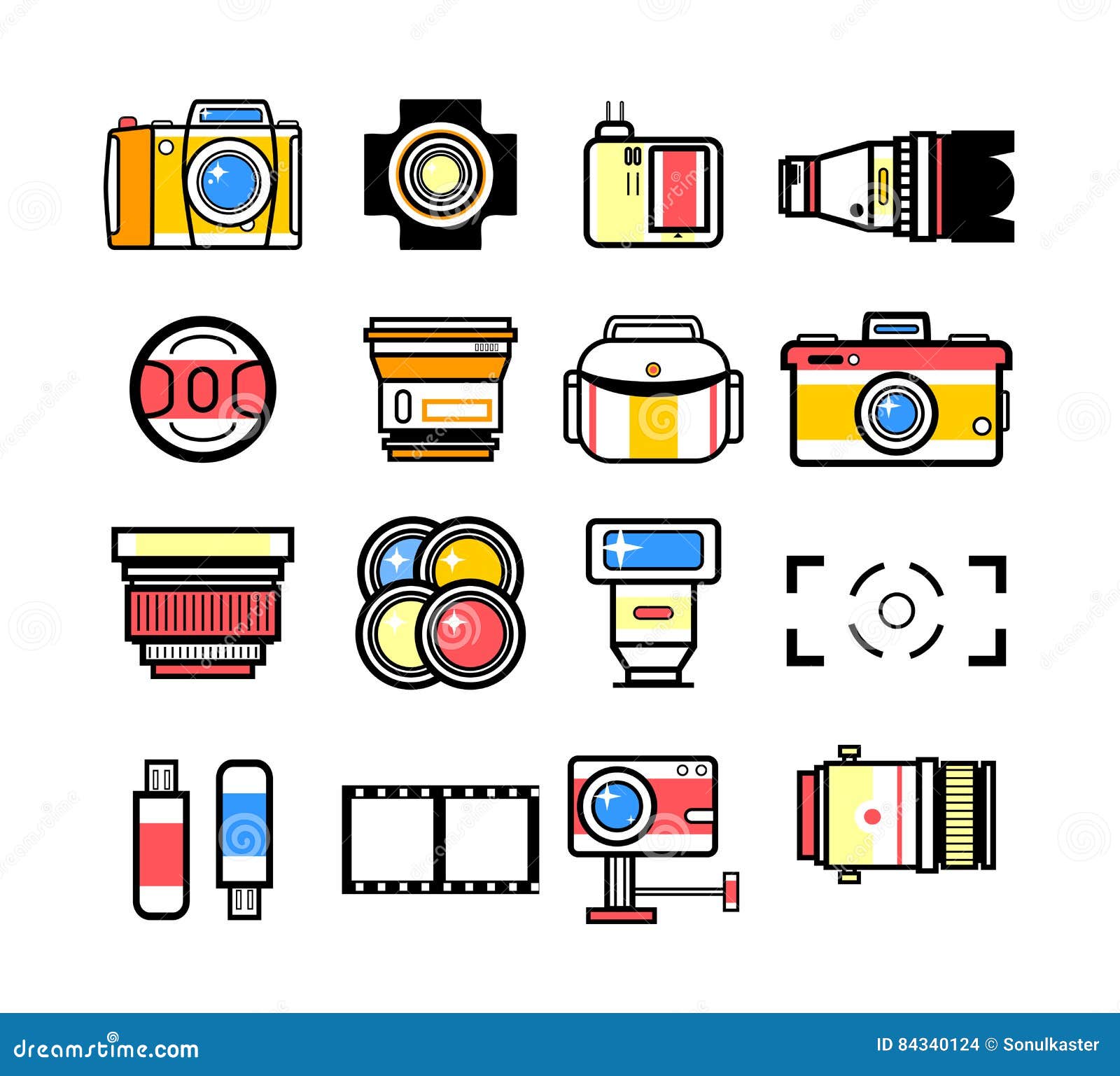 Photographer Kit, Camera Elements Stock Vector - Illustration of icon ...