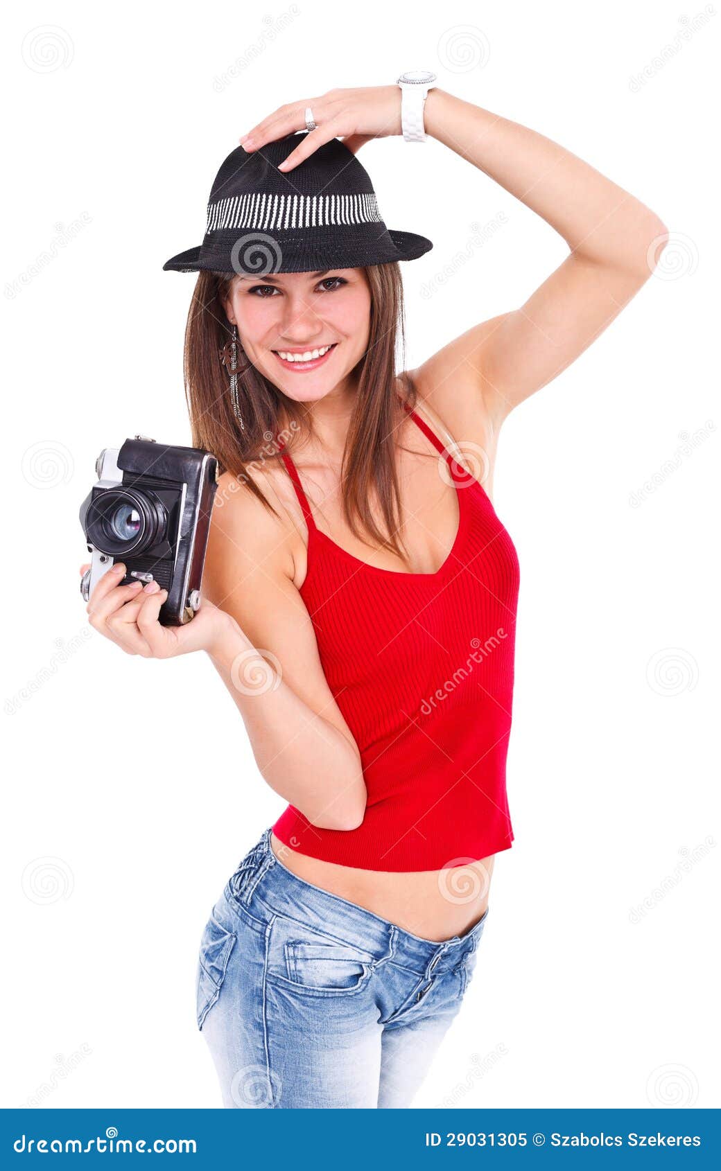 Photographer lady stock image. Image of person, brunette - 29031305