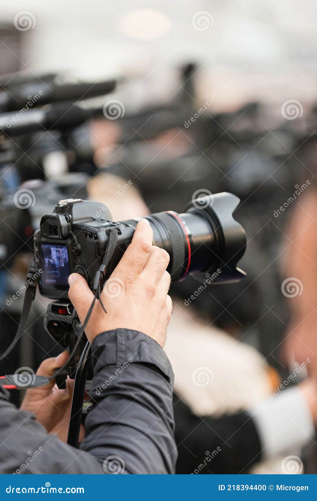 Photographer on a Large Press Conference Stock Photo - Image of people ...