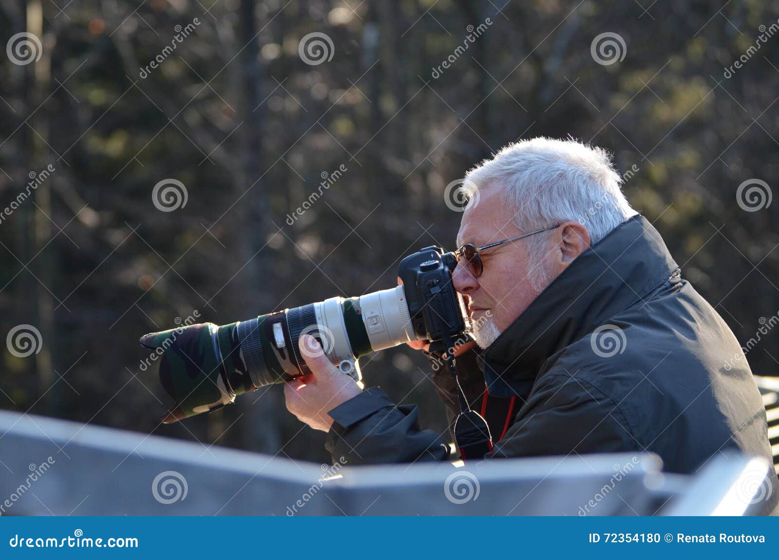 Photographer with a Long Objective Stock Photo - Image of focus, nature ...