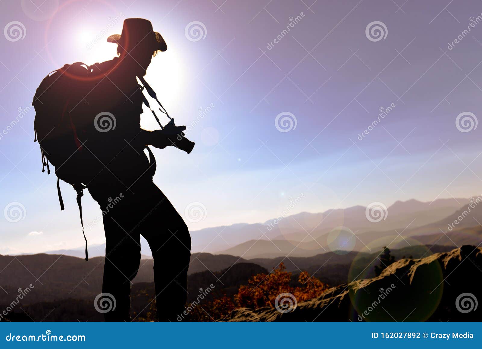 Photographer Man for Exploration and Spectacular Landscape Stock Photo ...