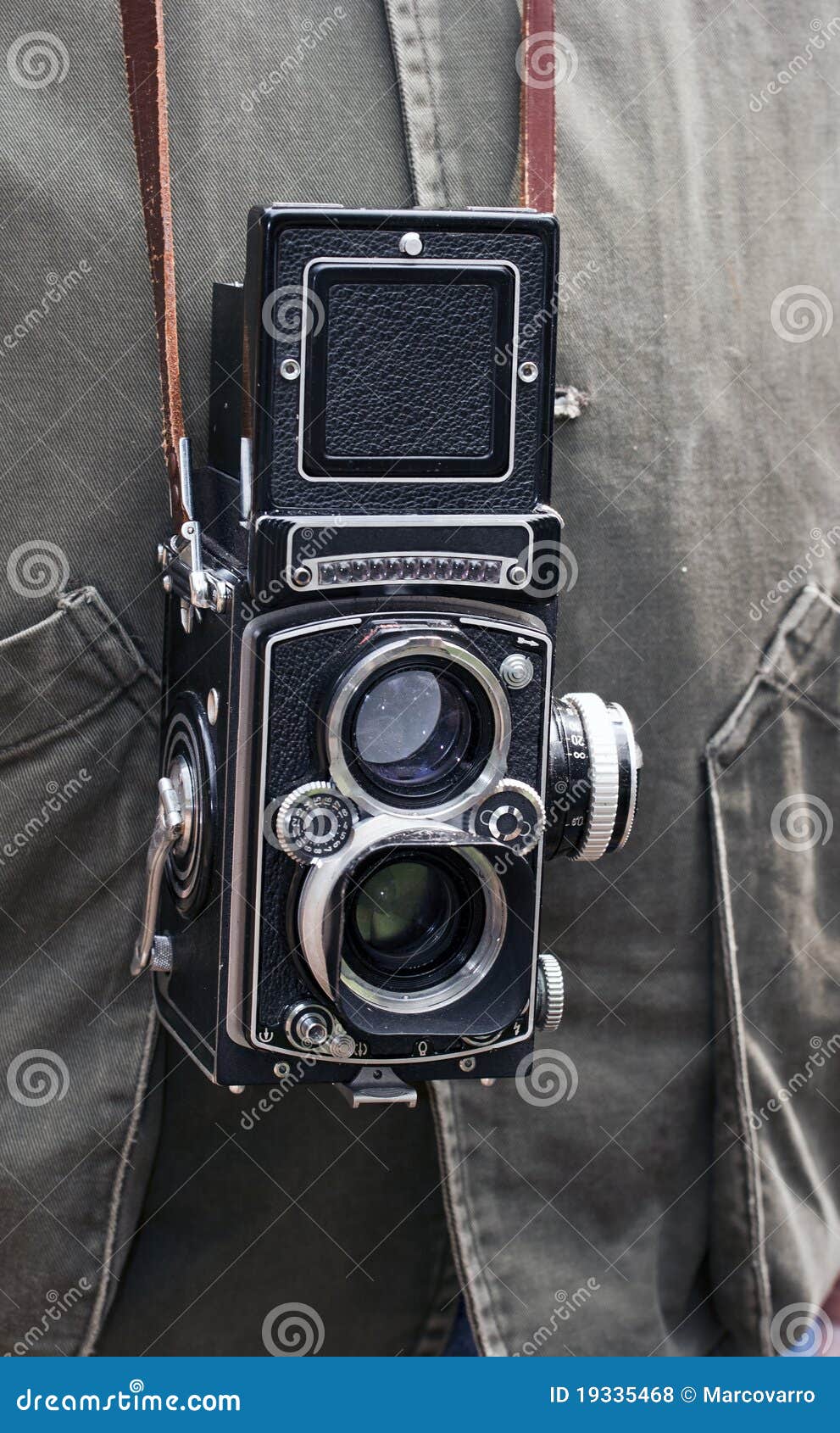 Photographer with an Old Camera Stock Photo - Image of lens, hanging ...