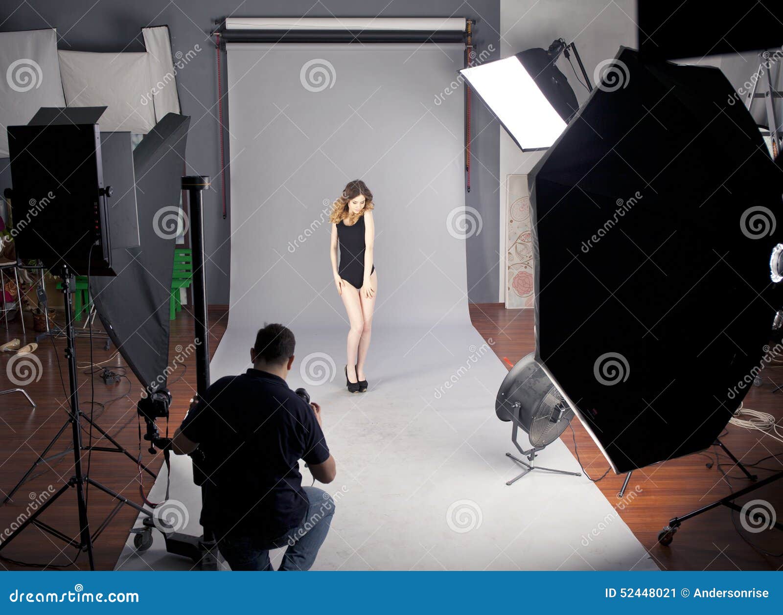 The Photographer Photographs the Professional Model Stock Image - Image ...