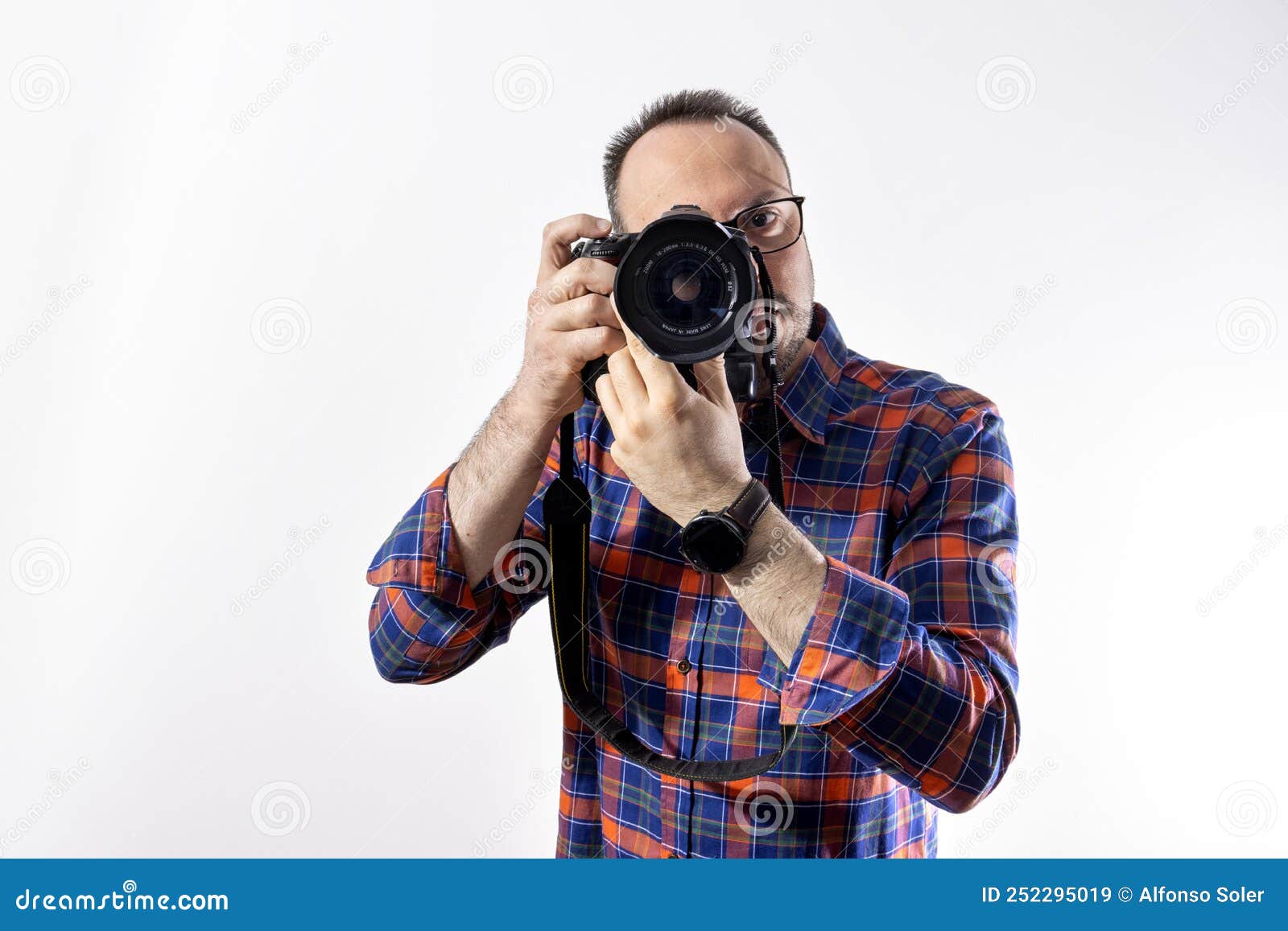 Photographer Posing As a Model with His Camera Stock Image - Image of ...