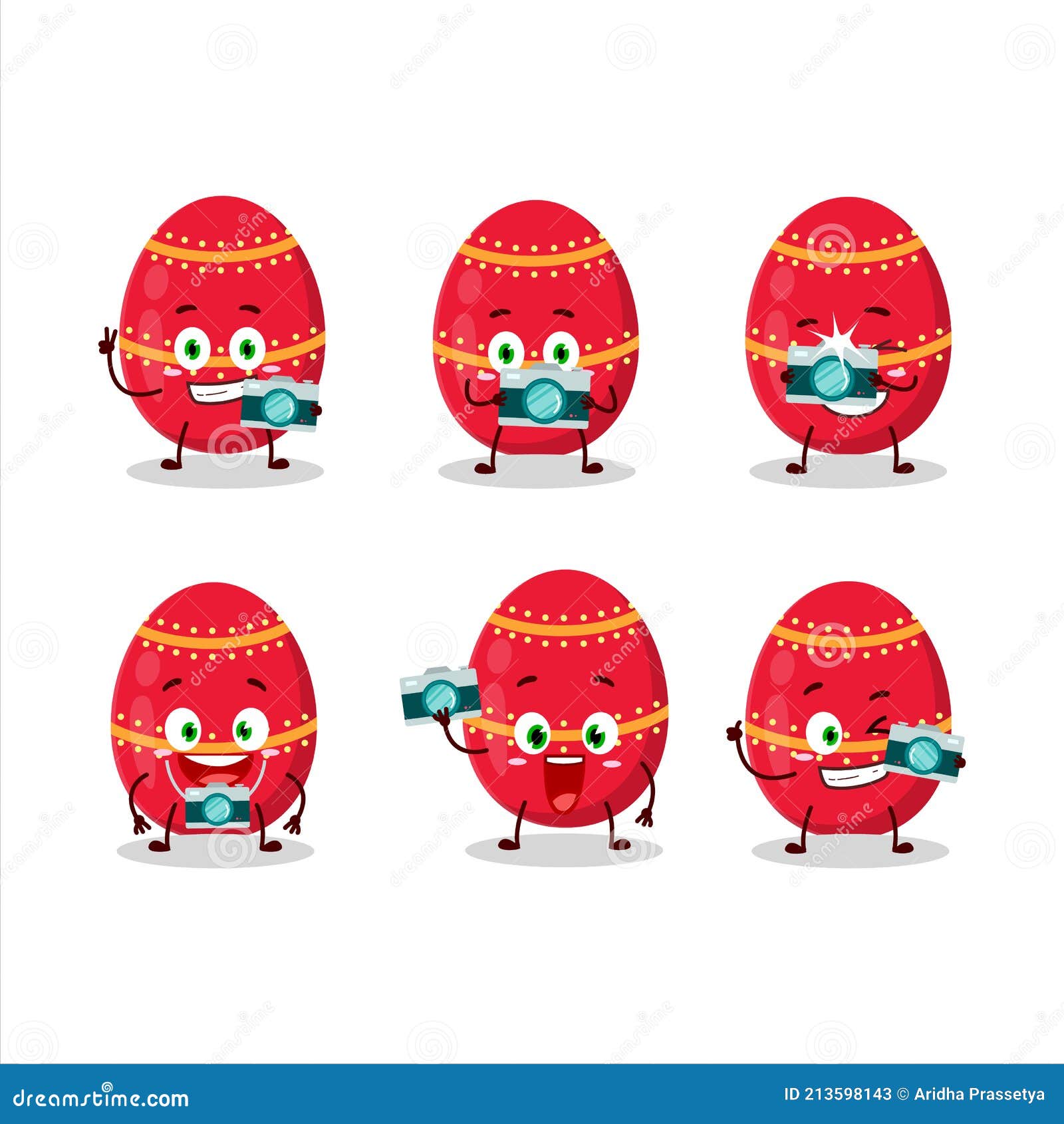 Photographer Profession Emoticon with Red Easter Egg Cartoon Character ...