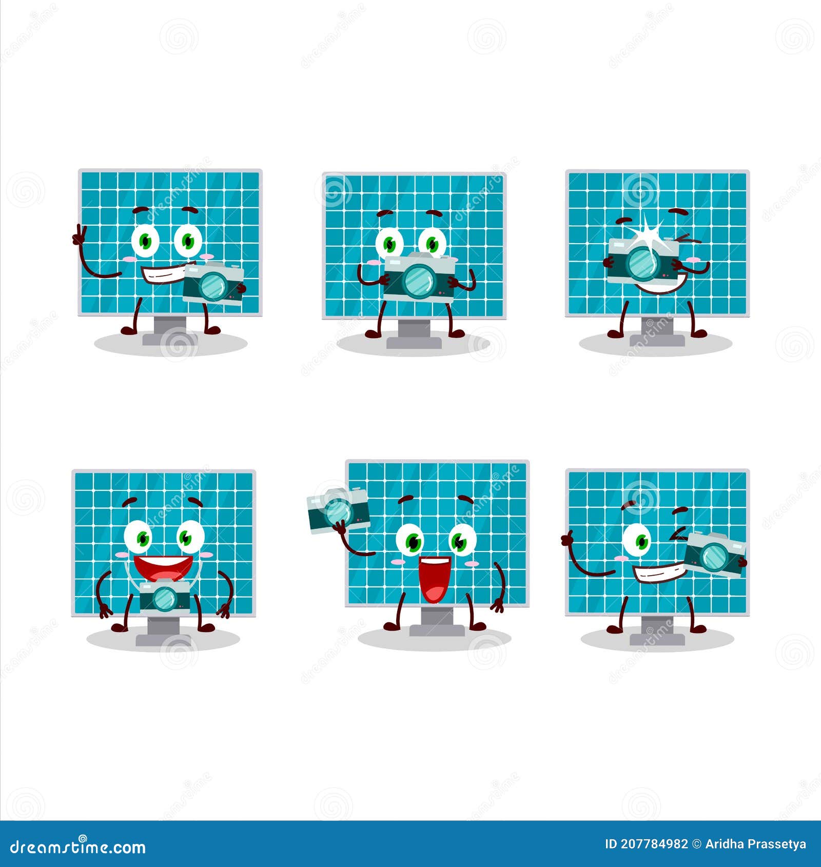 Photographer Profession Emoticon with Solar Panel Cartoon Character ...